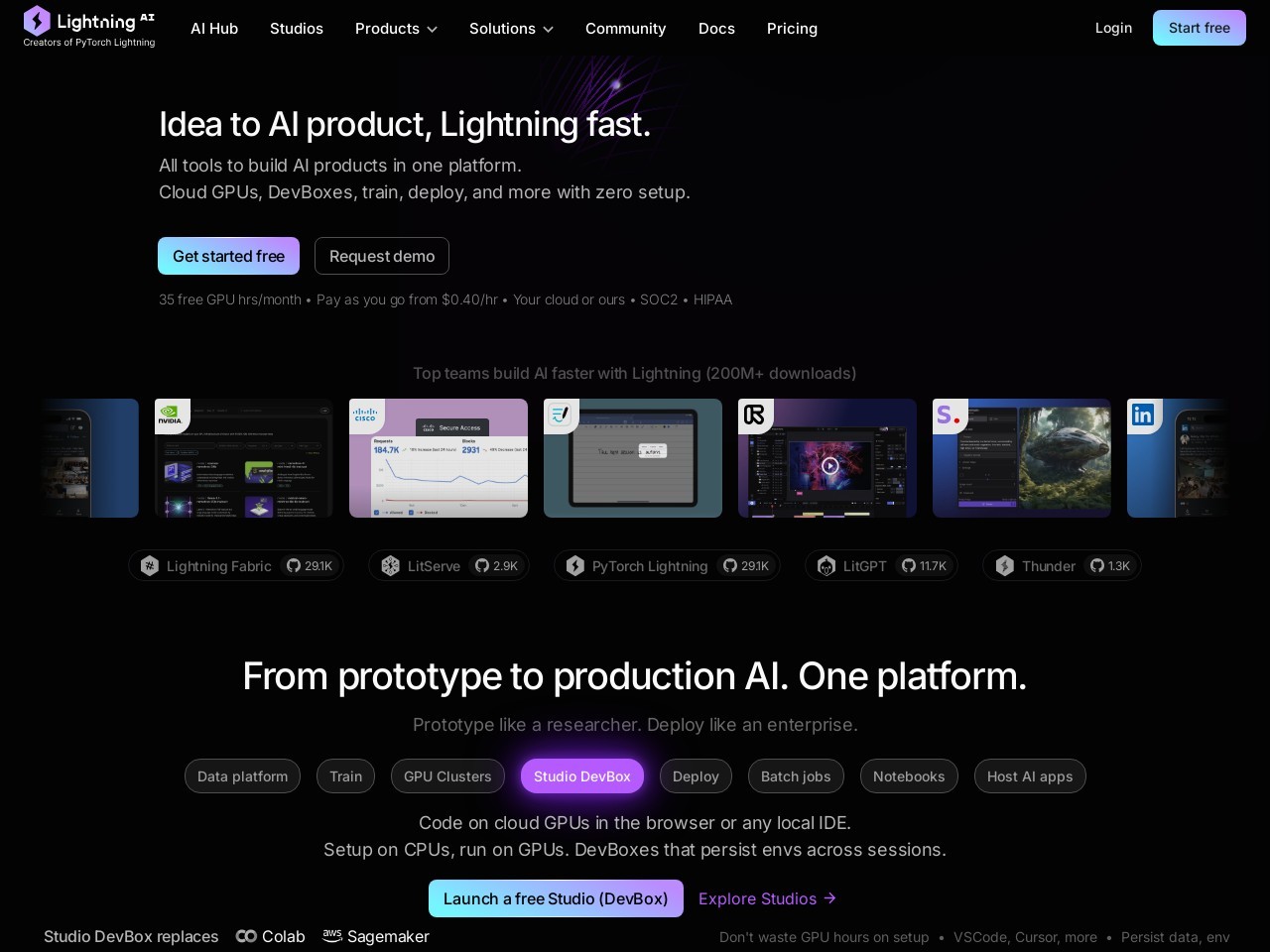 Lightning AI官网 - Lightning AI快速训练、部署... - AI组件导航