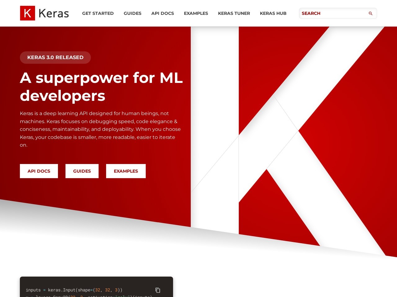 Keras官网 - KerasPython版本的TensorFlow... - AI组件导航