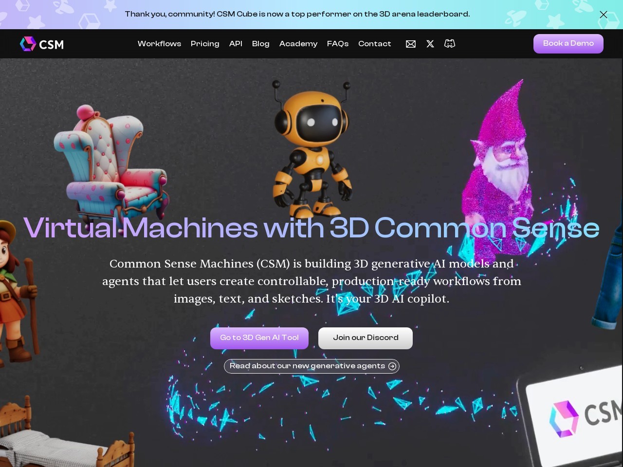 CSM AI官网 - CSM 是一个神奇的魔法工具，可以帮你从视频、图片或文字中制作出 3D 的模型。支持在线使用，也支持API服务。 - AI组件导航