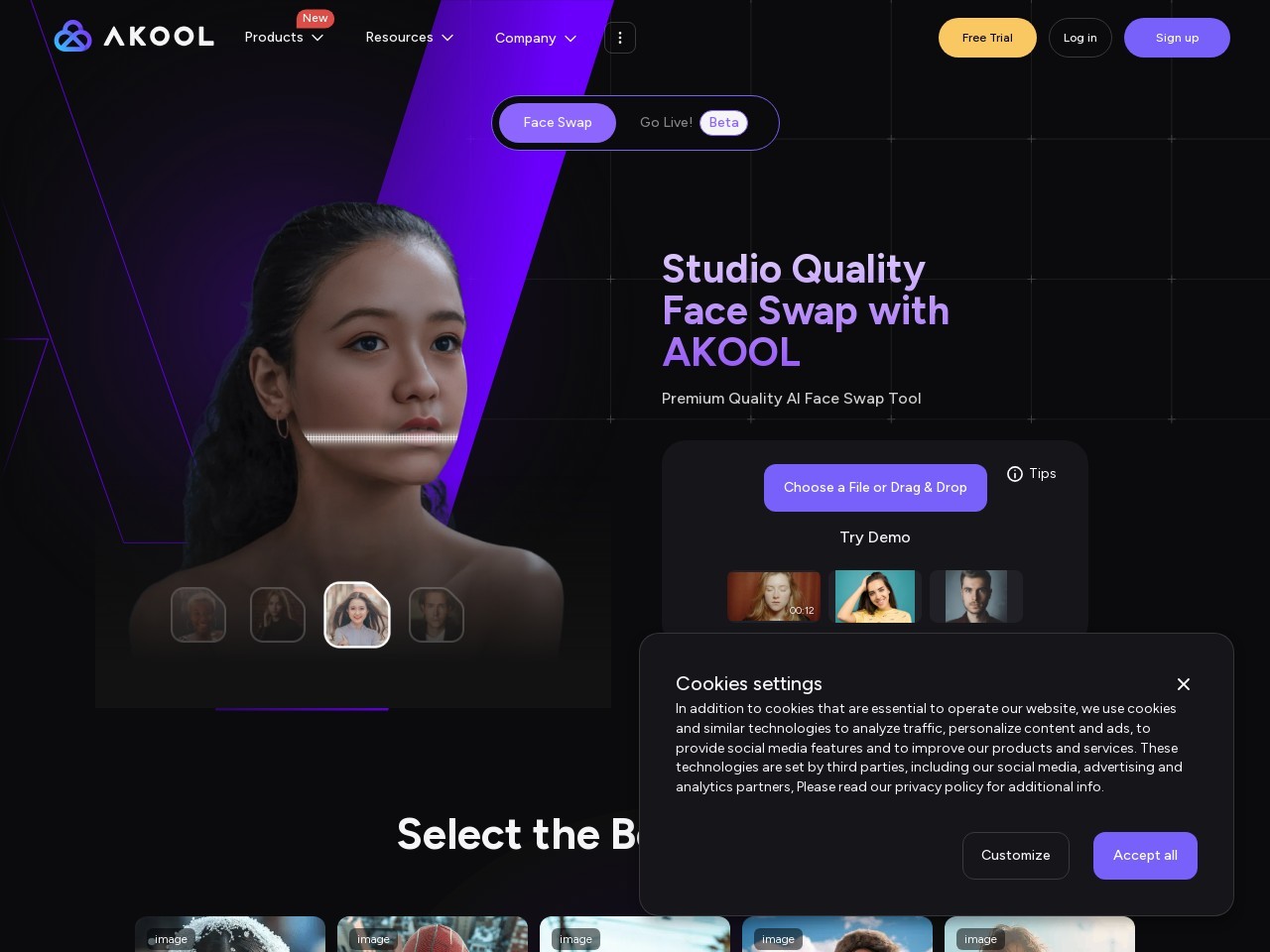 Akool-Face Swap官网 - 制作有趣的照片和精彩的视频 - AI组件导航
