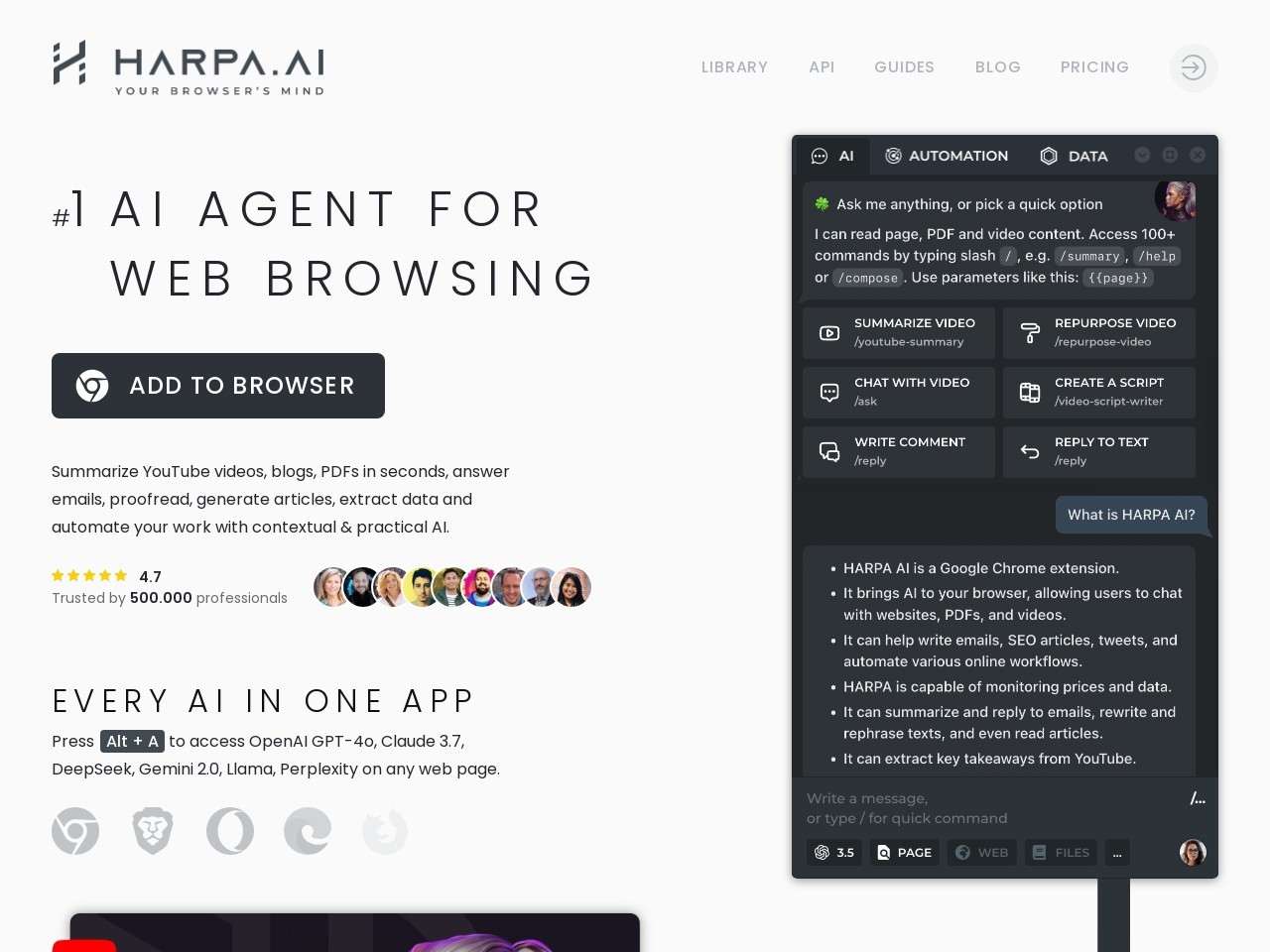 Harpa.ai官网 - HARPA AI是一个Chrome扩展和... - AI组件导航