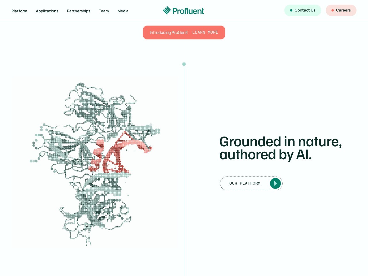 Profluent.bio官网 - 领导蛋白质设计，用AI 解码蛋白质的语言。设计新颖、最佳的蛋白质，绕过行业中现有的障碍。 - AI组件导航